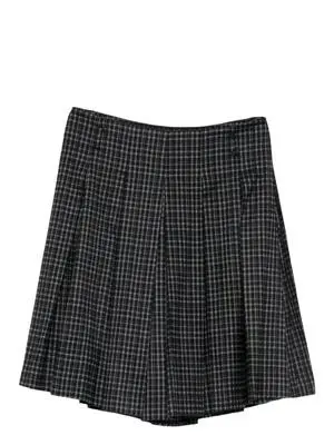 PUSHBUTTON Pleated Bermuda Shorts With Checkered Pattern - Blue