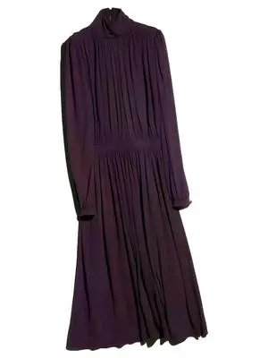 Gucci Light Viscose Crêpe Jersey Pleated Dress - Purple
