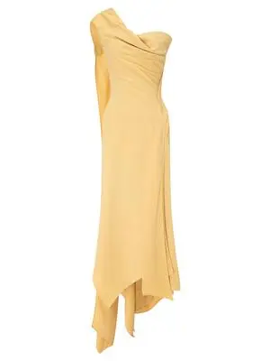 MARMAR HALIM One-shoulder Draped Georgette Midi Dress - Yellow