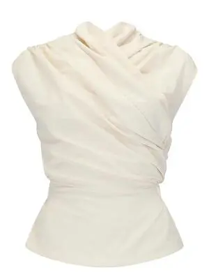 HARRIS TAPPER Harris Tapper Sleeveless Draped Wrap Top Ivory