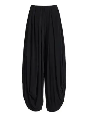 Michael Kors Draped Georgette Jersey Wide-leg Pants - Black