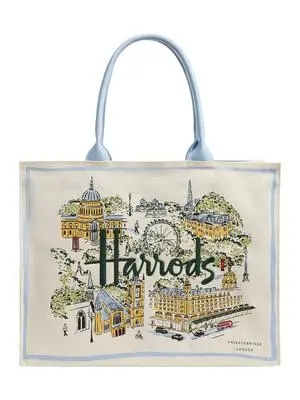 Harrods Canvas City Stories Tote Bag - Ivory