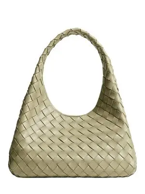 Bottega Veneta Small Leather Campana Shoulder Bag Grey