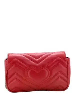 Gucci Gucci Matelassé Leather Super Mini Crossbody Bag Red