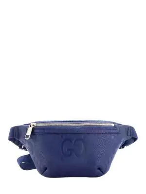 Gucci Jumbo Gg Embossed Leather Belt Bag - Blue