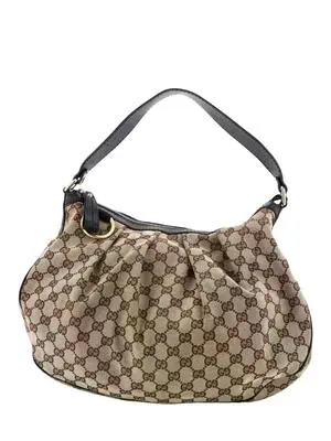 Gucci Monogram Canvas Hobo Bag - Black