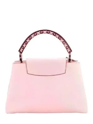 LOUIS VUITTON Capucines Bag Leather With Whipstitch Detail Pm Satchel - Pink