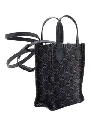 Gucci Vertical Gg Denim Mini Tote Bag - Black