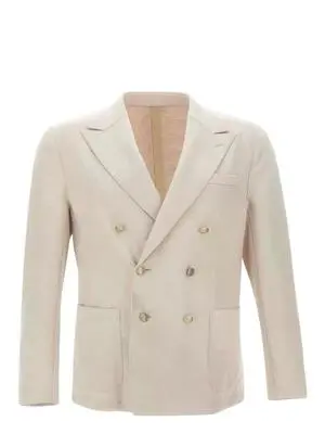 Eleventy Double-breasted Peak-lapel Blazer - Neutrals