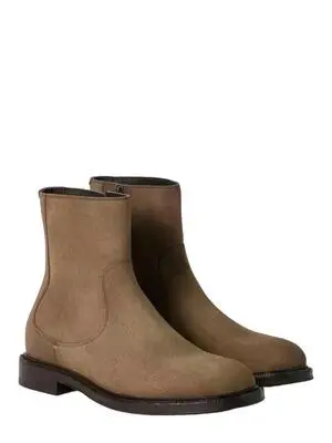 Brunello Cucinelli Round Toe Zip Up Boots - Neutrals