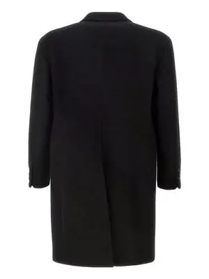 Tagliatore Double-breasted Peak-lapels Coat - Black