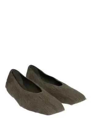 Rick Owens Square-toe Calf-hair Ballet Flats - Grey