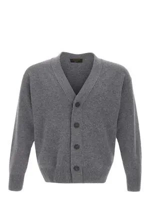 GRAN SASSO Ribbed-trim V-neck Cardigan - Grey