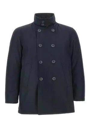 Herno Double-breasted High-collar Coat - Blue