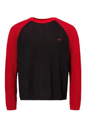 TWOJEYS Colour-block Rib-knit Jumper - Black