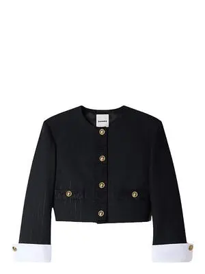 Sandro Cropped Stripe Wool Jacket - Black