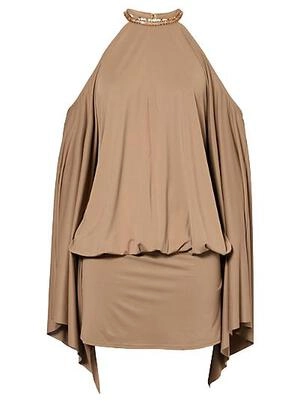JADED LONDON Alula Cut-out Stretch-mesh Mini Dress - Brown