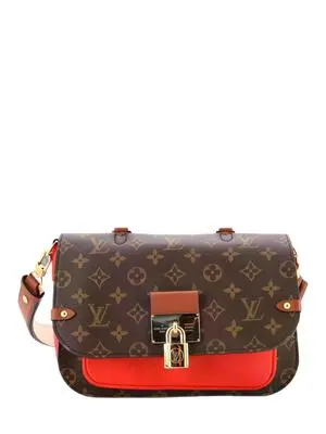 LOUIS VUITTON Vaugirard Handbag Monogram Canvas With Leather Satchel - Red