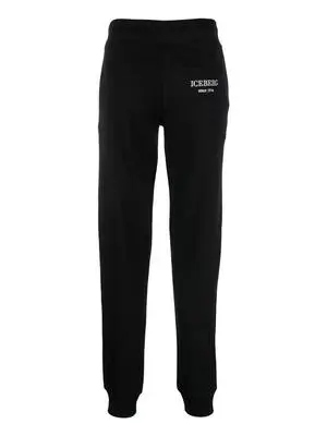 Iceberg Logo-embroidered Cotton Track Pants - Black