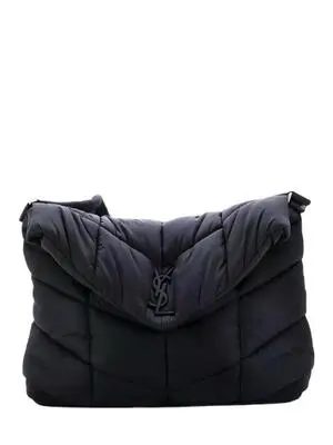 Saint Laurent Loulou Puffer Messenger Bag Quilted Econyl Shoulder Bag - Black