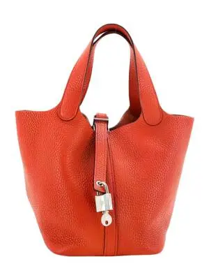 Hermès Picotin Lock Bag Clemence Pm Bucket Bag - Orange