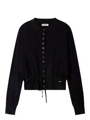 Sandro Pointelle-knit Drawstring Cardigan - Blue