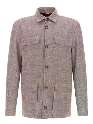 Herno Check-pattern Pocket-details Linen Jacket - Red