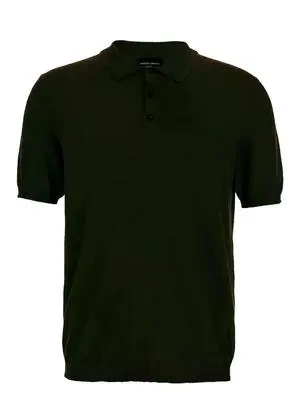 ROBERTO COLLINA Short-sleeve Textured Polo Shirt - Black