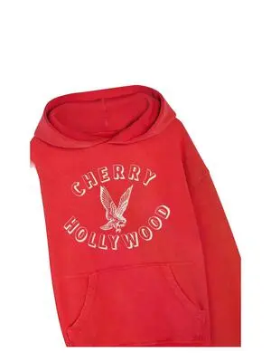 CHERRY LA Hollywood Logo Print Hoodie - Red