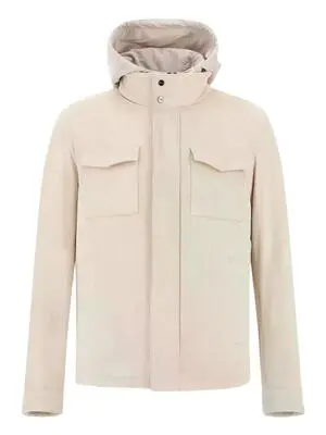 Herno Suede-effect Hooded Jacket - Neutrals