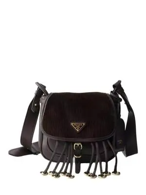 Prada Corsaire Corduroy And Leather Mini Shoulder Bag - Brown