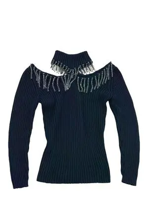 CHRISTOPHER KANE Embellished Virgin Wool Jumper - Blue