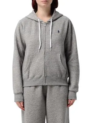 Polo Ralph Lauren Cotton-blend Zip-up Hoodie With Embroidered Logo - Grey