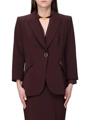 Elisabetta Franchi Single Breasted Crepe Blazer - Brown