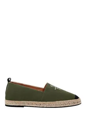 Philipp Plein Cotton Canvas Espadrilles With Embossed Logo And Jute Sole - Green