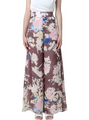 HANITA Printed Recycled Satin Palazzo Trousers - Ebony