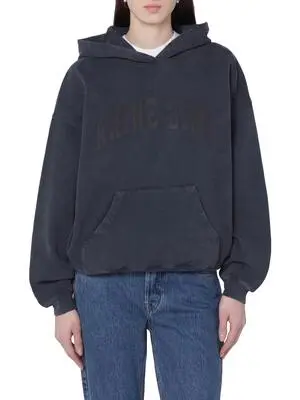 ANINE BING Cotton Hooded Sweatshirt - Black