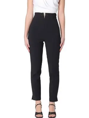 Elisabetta Franchi Elisabetta Franchi High-Waisted Double Stretch Crepe Trousers With Metallic Logo Black