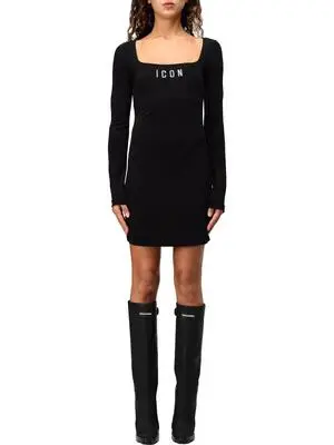 Dsquared2 Iconic Embellished Long Sleeve Dress - Black