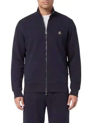 BILLIONAIRE Cotton Bomber Jacket With Logo Detail - Navy