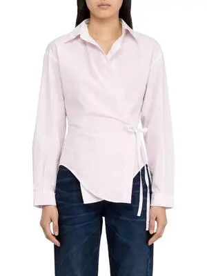 DIESEL® Diesel Cotton Poplin Wrap Shirt Pink