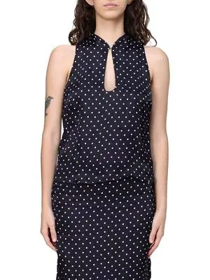 MAR DE MARGARITAS Polka Dot Satin Top - Blue