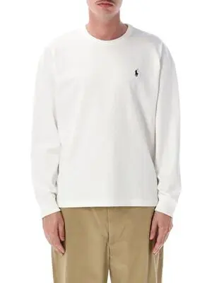 Polo Ralph Lauren Long-sleeved Cotton T-shirt With Embroidered Logo - White