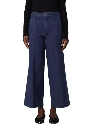 MASON'S Cotton Wide Leg Trousers - Navy
