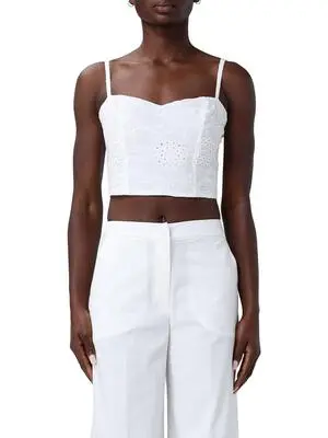HANITA Cropped Broderie Anglaise Top - White