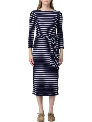 Ralph Lauren Striped Jersey Midi Dress - Blue