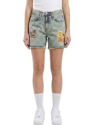 BARROW Graphic Print Shorts - Denim