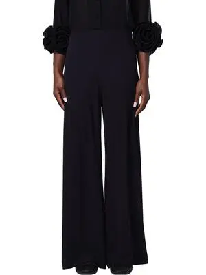 HANITA Crepe Wide-leg Trousers - Black