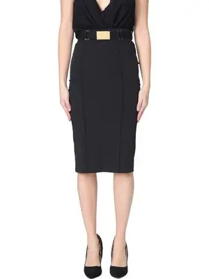 Elisabetta Franchi Elisabetta Franchi Black Light Crêpe Pencil Skirt With Raw Cut Hem Black