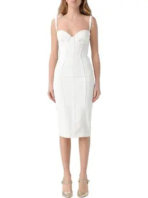 Elisabetta Franchi Elisabetta Franchi Black Light Crêpe Pencil Skirt With Raw Cut Hem Ivory